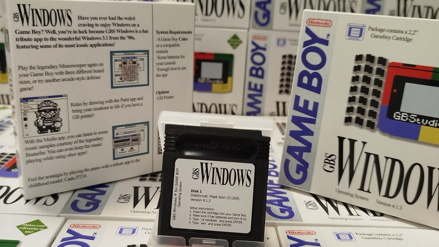 Game Boy roda Windows com Paint e Campo Minado